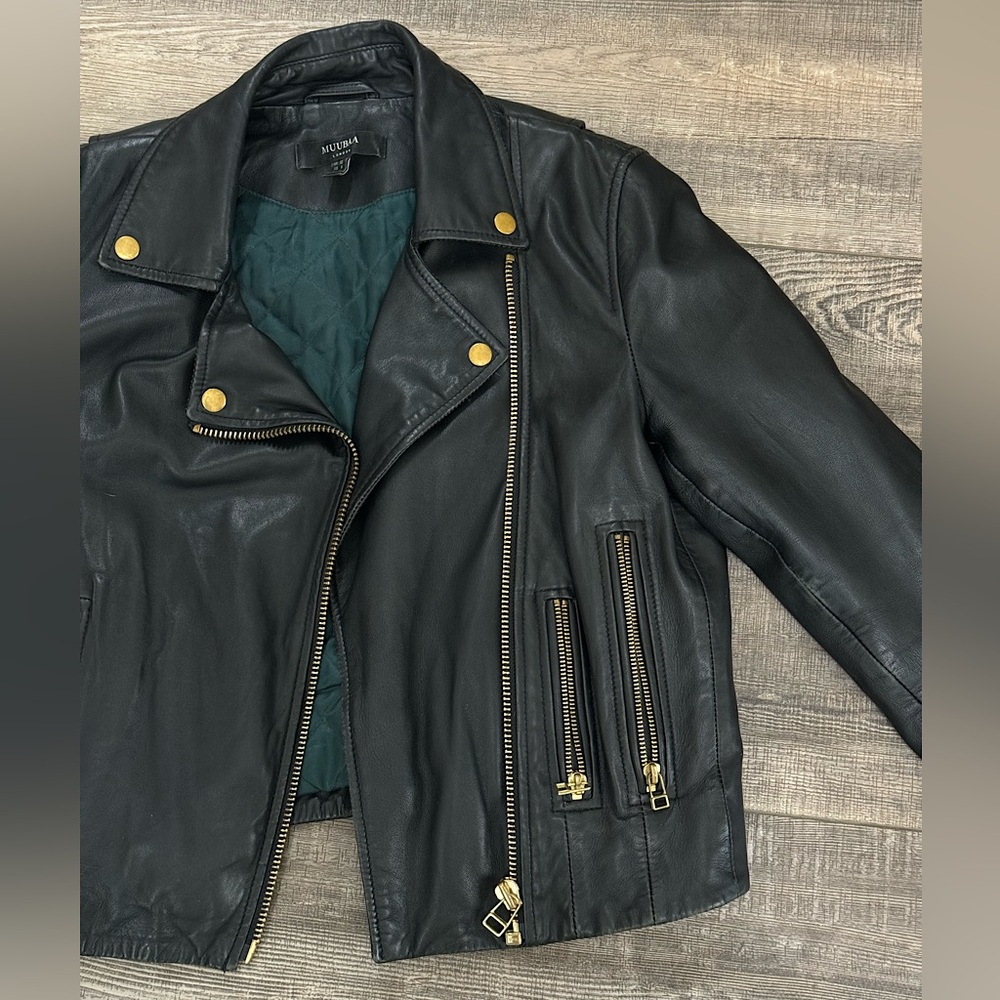 Genuine Leather Jacket With Gold Hardware - Gem